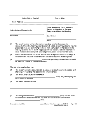 Fillable Online utcourts Order Assigning Court Visitor to Report on ...