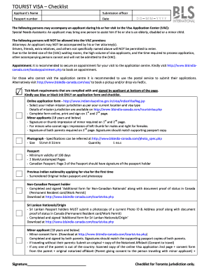Fillable Online TOURIST VISA Checklist Fax Email Print - pdfFiller