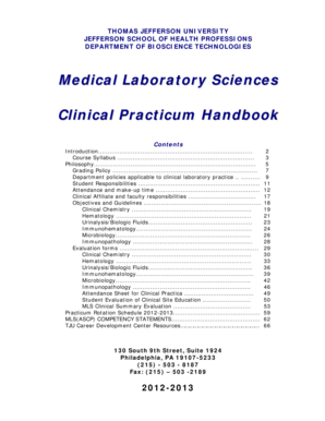 Fillable Online jefferson Medical Laboratory Sciences Clinical Practicum Handbook - jefferson ...