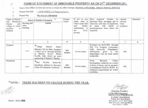 Fillable Online indiapost gov FORM OF STATEMENT OF IMMOVABLE PROPERTY ...