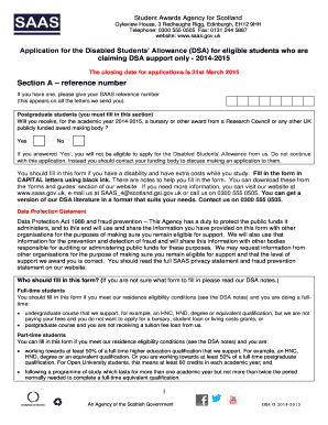 Fillable Online Application form - Student Awards Agency For Scotland ...
