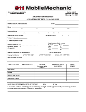 Fillable Online 911mobilemechanic To Print Our Employment Application ...