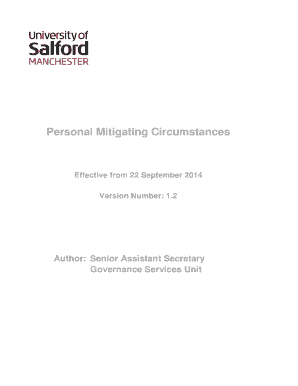 Fillable Online governance salford ac Personal Mitigating Circumstances ...