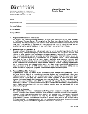 Fillable Online hhd fullerton Informed Consent Form Exercise Class ...