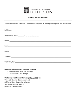 Fillable Online fullerton Parking Permit Request - California State University, Fullerton ...