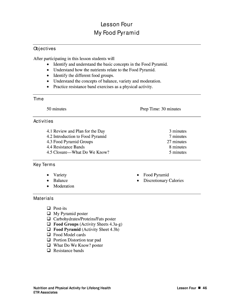 Fillable Online pe4bodymindspirit santacruz k12 ca Lesson Four My Food ...