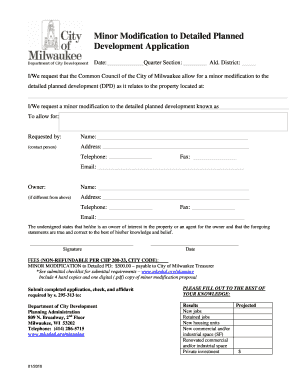 Fillable Online city milwaukee Minor Modification to Detailed Planned ...