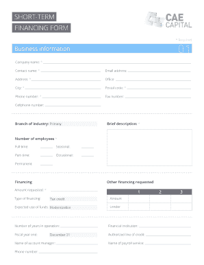 Fillable Online Financing application form - CAE Capital Fax Email ...