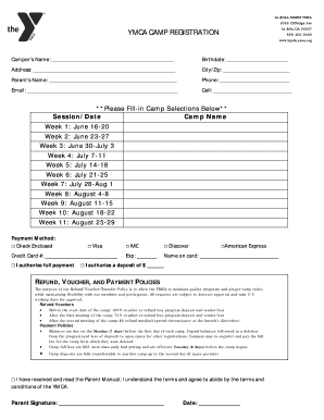 Fillable Online Summer Camp Registration Form - La Jolla YMCA - YMCA of San ... Fax Email Print ...