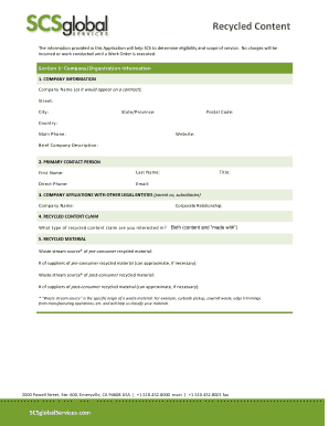 Fillable Online Recycled Content - SCS Global Services Fax Email Print ...