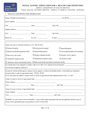 Fillable Online azdhs Initial Application - Arizona Department of ...