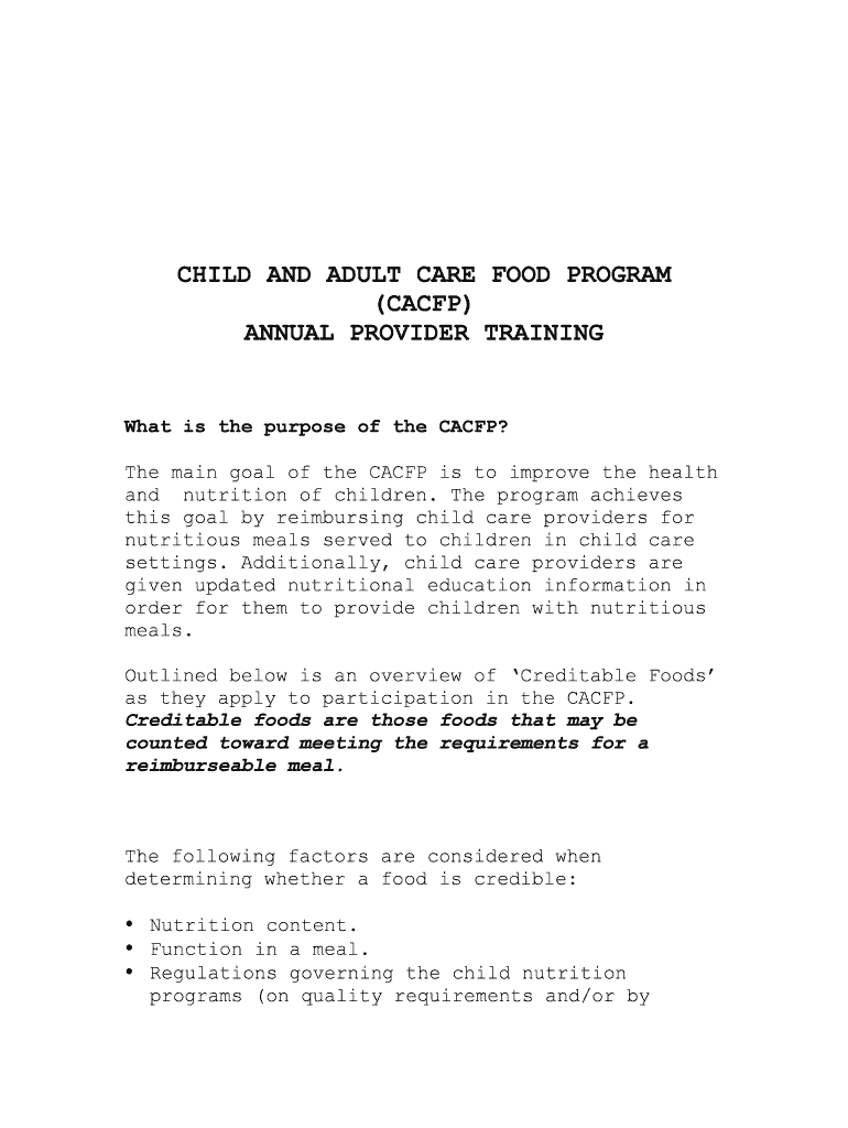 Fillable Online metroccrr (cacfp) annual provider training Fax Email ...