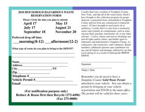 Fillable Online recycletompkins 2010 original HHW reservation form ...
