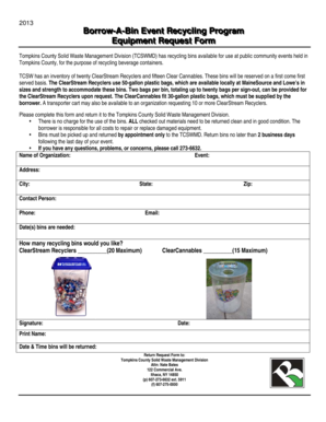 Fillable Online recycletompkins Bin request form - Tompkins County ...