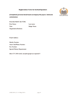 Fillable Online vet chula ac Reg Form for Invited Speaker - vet chula ...