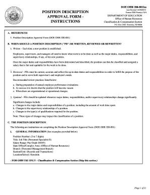 Fillable Online DOE OHR 200-001Ins Position Description Approval Form ...