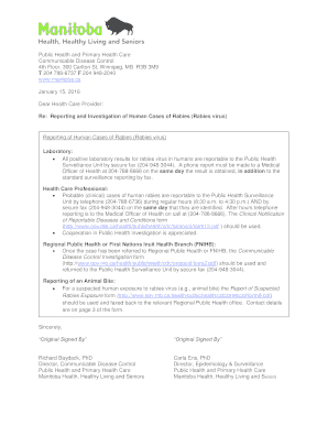 Fillable Online gov mb Re: Reporting and Investigation of Human Cases ...