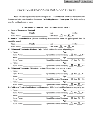 Fillable Online Trust questionnaire for a bjointb trust - Silverblatt ...