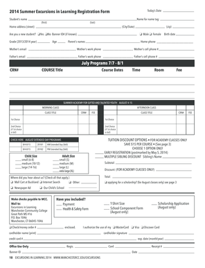 Fillable Online mcc commnet 2014 Summer Excursions in Learning ...