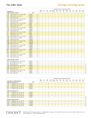 Fillable Online Visiolign veneering system Fax order sheet - Bredent UK ...