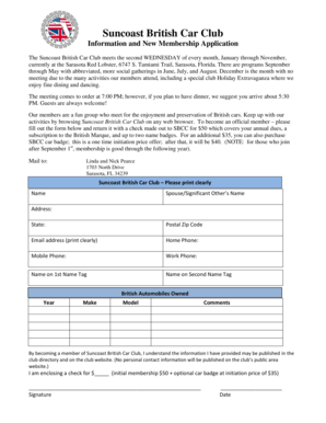 Fillable Online Link to New Member Form - Suncoast British Car Club Fax ...