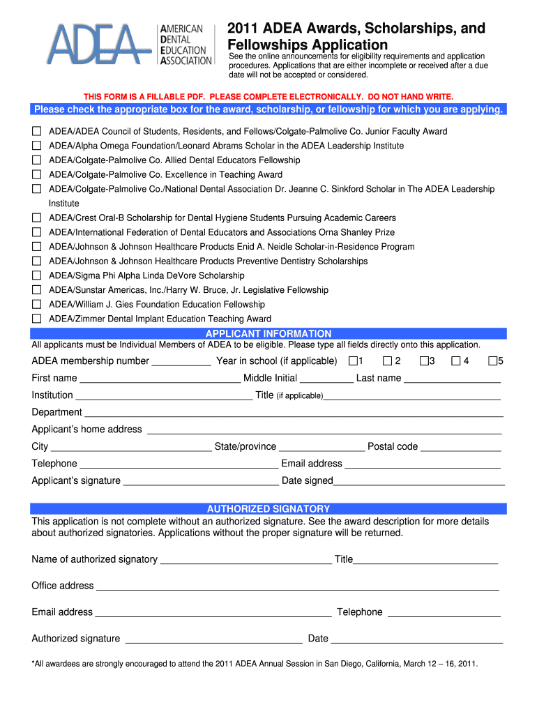 Fillable Online adea Applications that are either incomplete or ...