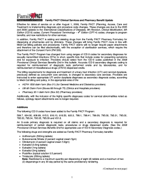 Fillable Online Family PACT Clinical Services and Pharmacy Benefit ...