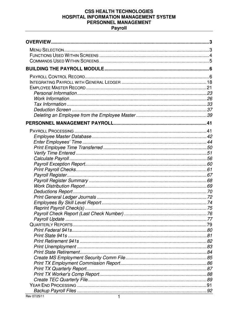 Fillable Online Hospital Information Management System - CSS Health ...