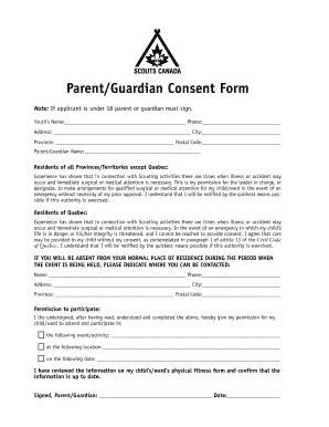 Fillable Online oocities Parent/Guardian Consent Form - OoCities Fax ...