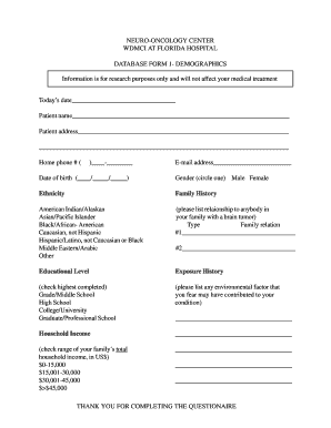 Fillable Online oocities Demographics Form - OoCities - oocities Fax ...