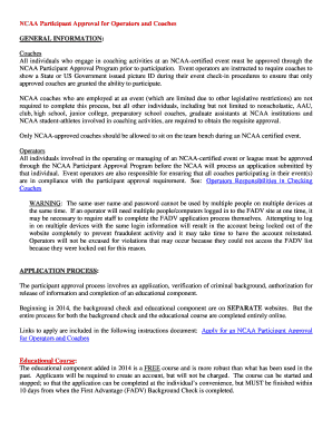 Fillable Online ncaa NCAA Participant Approval for Operators and ...