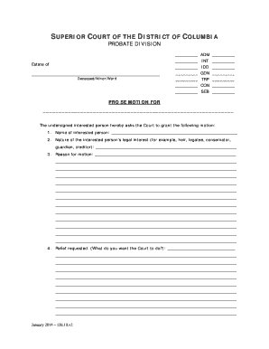 Fillable Online dccourts PRO SE MOTION FOR Fax Email Print - pdfFiller