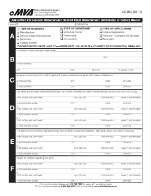 Fillable Online mva maryland Manufacturer & Distributor License Packet ...