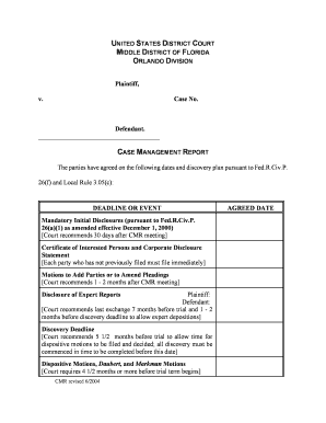 Fillable Online flmd uscourts 26(f) and Local Rule 3 - flmd uscourts ...