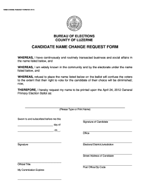 Fillable Online luzernecounty NAME CHANGE REQUEST FORM REV 0112 Fax ...
