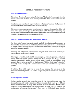 Fillable Online GENERAL PROBATE QUESTIONS Fax Email Print - pdfFiller