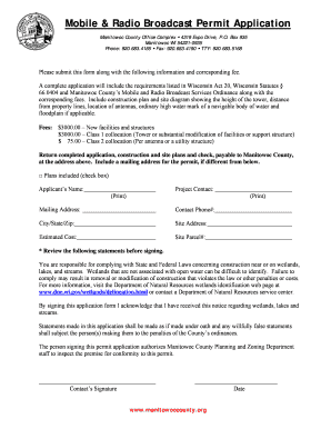 Fillable Online Mobile & Radio Broadcast Permit Application - Manitowoc ...