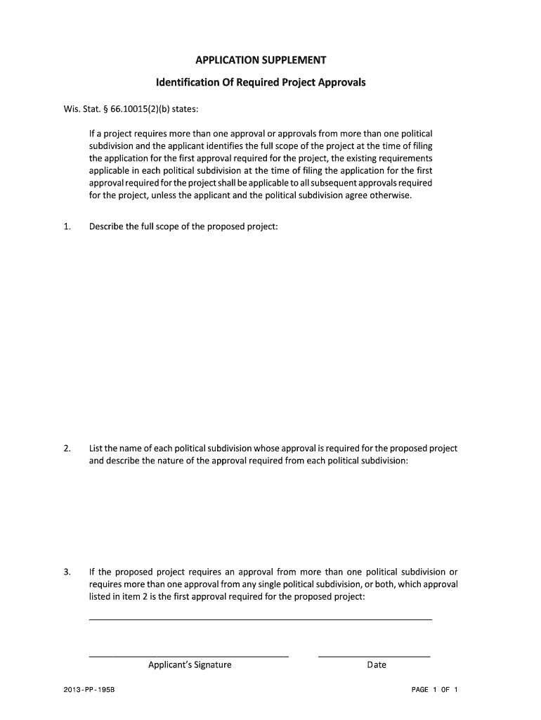 Fillable Online APPLICATION SUPPLEMENT Identification Of Required ...
