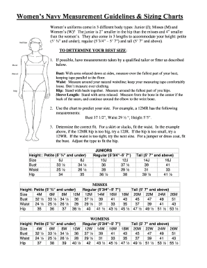 Fillable Online nrotc osu Womens Navy Measurement Guidelines & Sizing ...