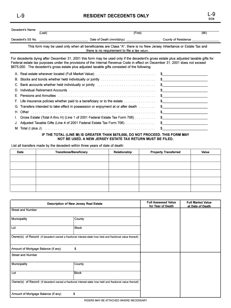 Fillable Online Form L-9 - Stonebridge Title Services Fax Email Print ...