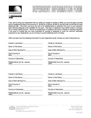Fillable Online www4 uwm Dependent Information Form - University of ...