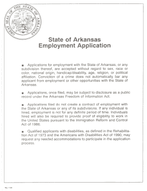 Fillable Online arkcs arkansas State of Arkansas Employment Application ...
