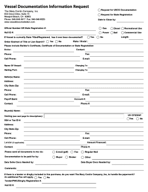 Fillable Online Vessel Documentation Information Request Request for ...
