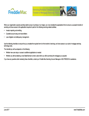 Fillable Online Servicing Portfolio Transfer Checklist: Fax Email Print ...