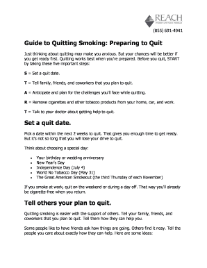 Fillable Online Guide to Quitting Smoking: Preparing to Quit Fax Email ...