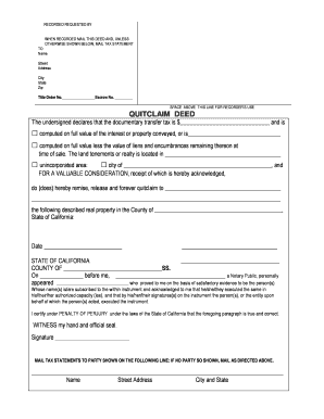 Fillable Online QUITCLAIM DEED 1-08.doc Fax Email Print - pdfFiller