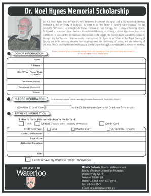Fillable Online Dr. Noel Hynes Memorial Scholarship - University of ...