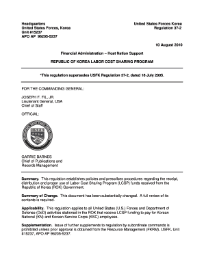 Fillable Online 8tharmy korea army Headquarters United States Forces ...