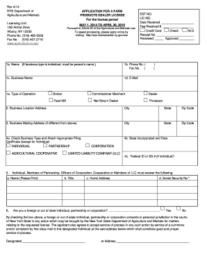 Fillable Online agriculture ny Farm Products Dealer License Renewal ...