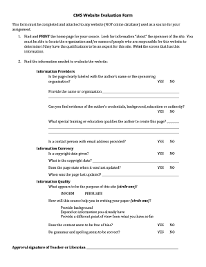 Fillable Online CMS Website Evaluation Form Fax Email Print - pdfFiller